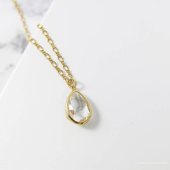 HJ Designs | Jewelry | Lovely Gold Plated Teardrop Necklace | Poshmark